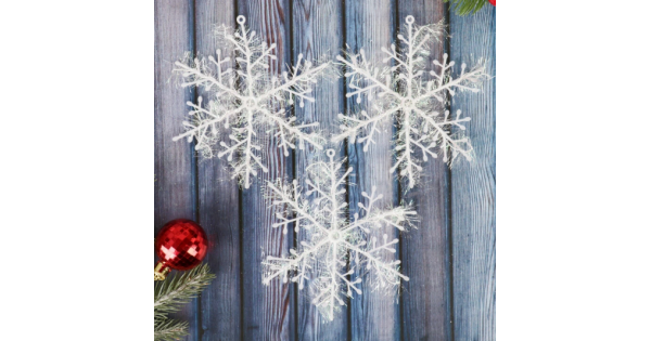 Висяща коледна украса снежинки за окачване 3 броя в комплект